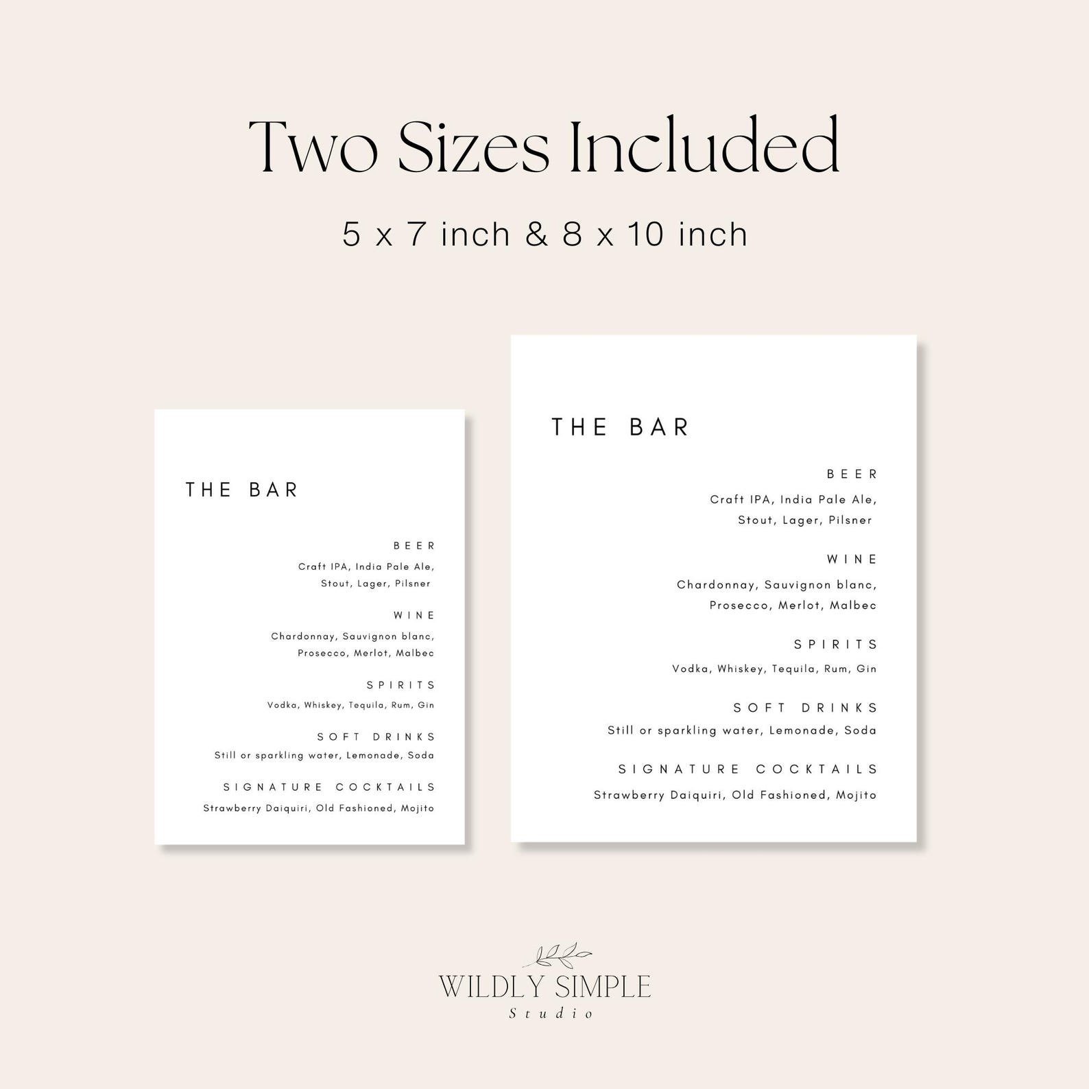Cash Bar Menu, Wedding Drinks Sign, Beer Wine Signature Cocktails ...