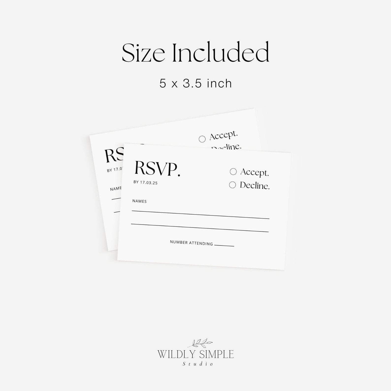 Minimalist Wedding RSVP Card, Modern Response Card, Simple Enclosure ...