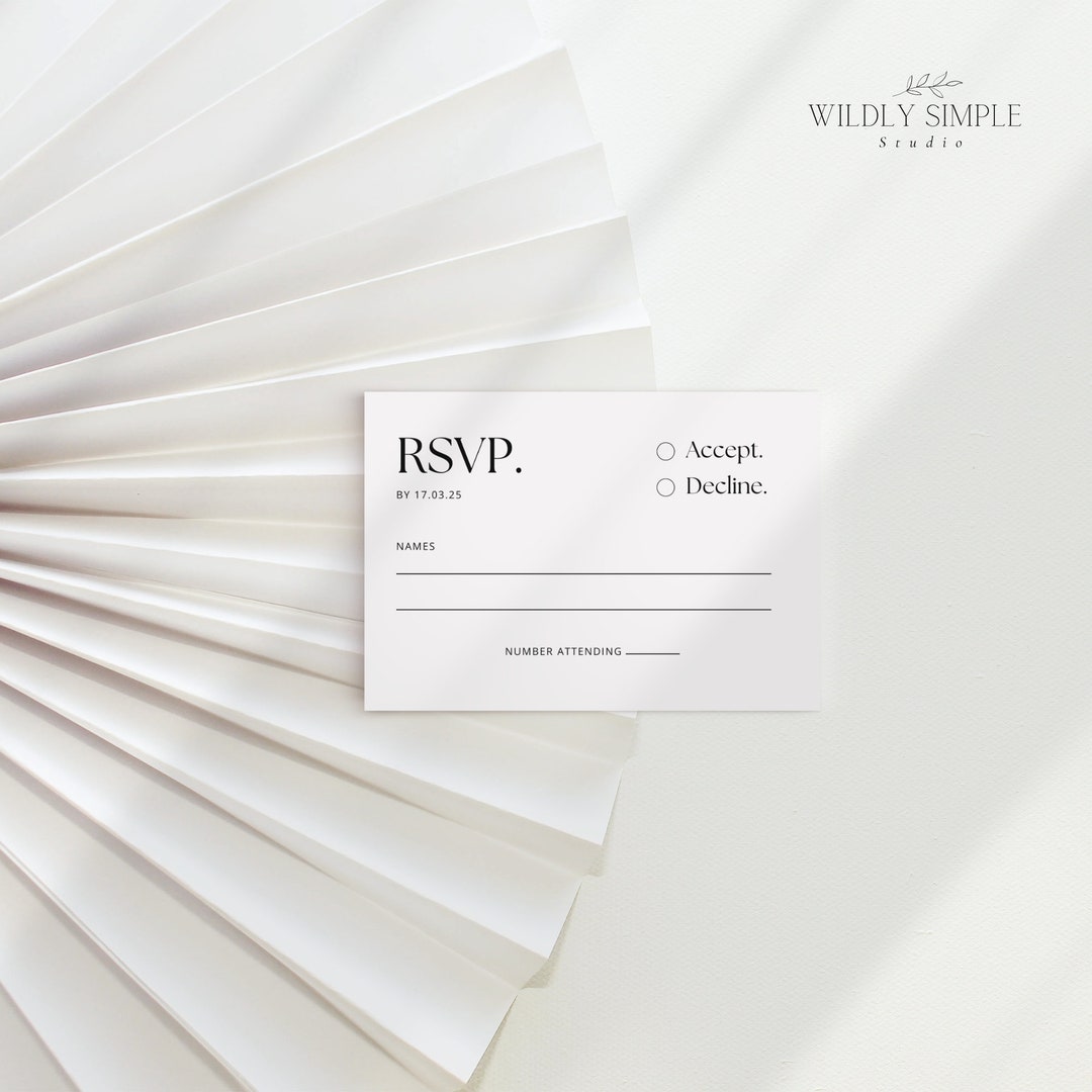Minimalist Wedding RSVP Card, Modern Response Card, Simple Enclosure ...