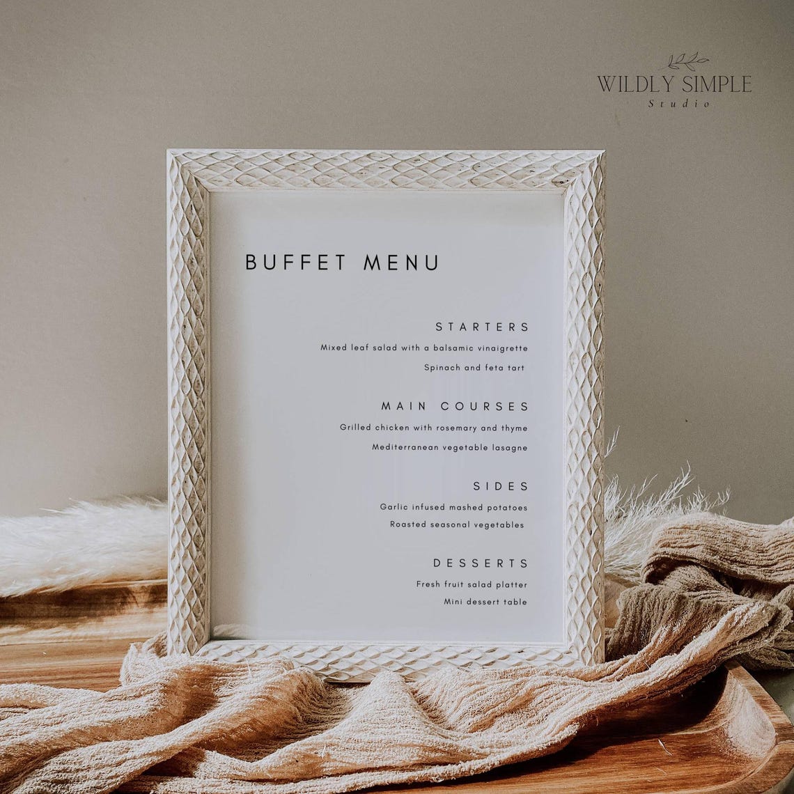 Food Menu Buffet Sign Wedding, Simple Minimal, Reception Dinner Table ...