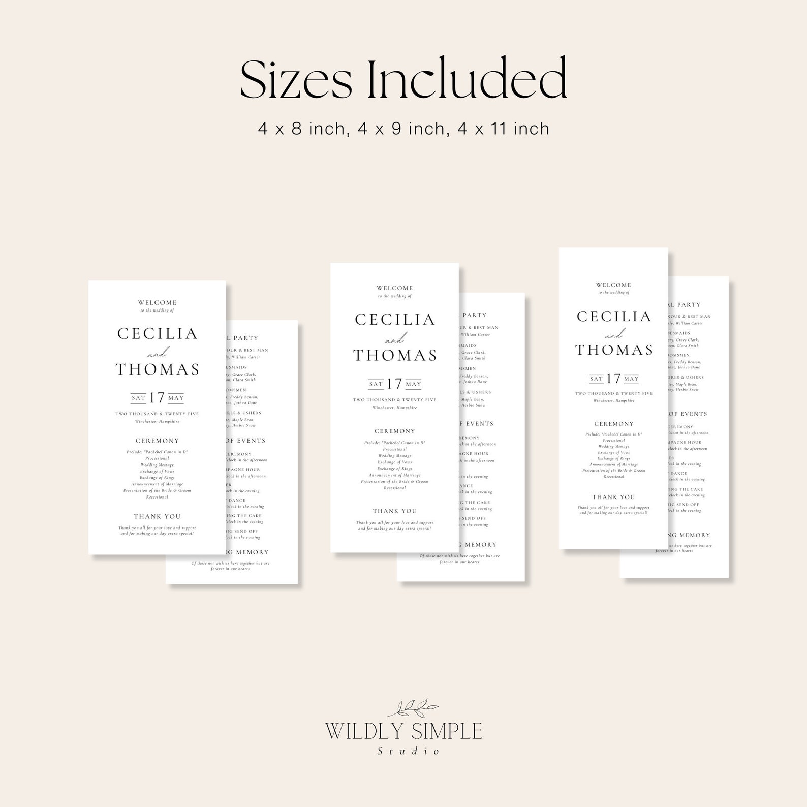 Wedding Program With Icons, Elegant Order of Service, Simple Ceremony ...