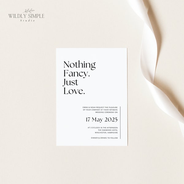 Small Intimate Wedding Invite - Etsy