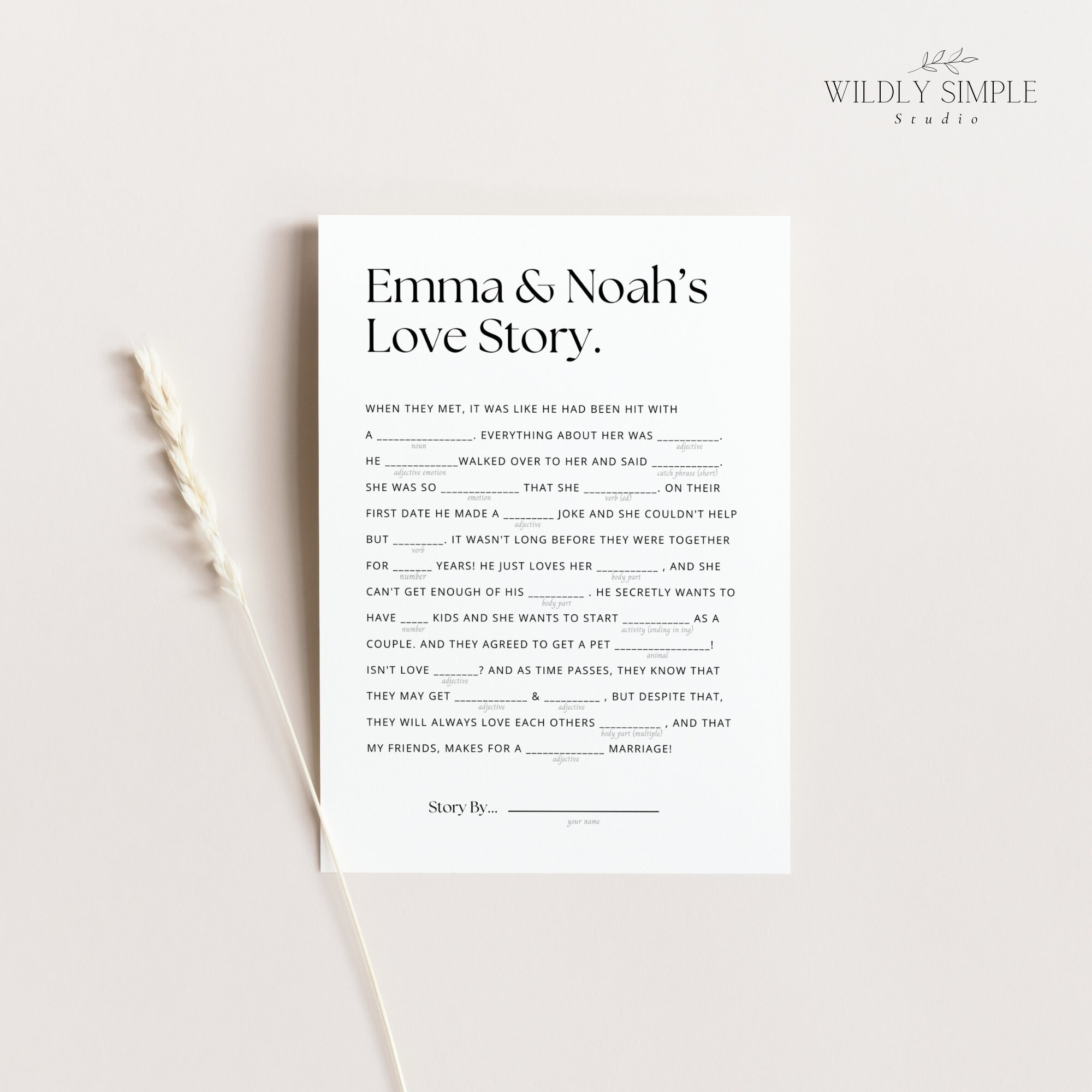 Wedding Love Story Game, Printable Reception Table Games, Fun Bridal ...