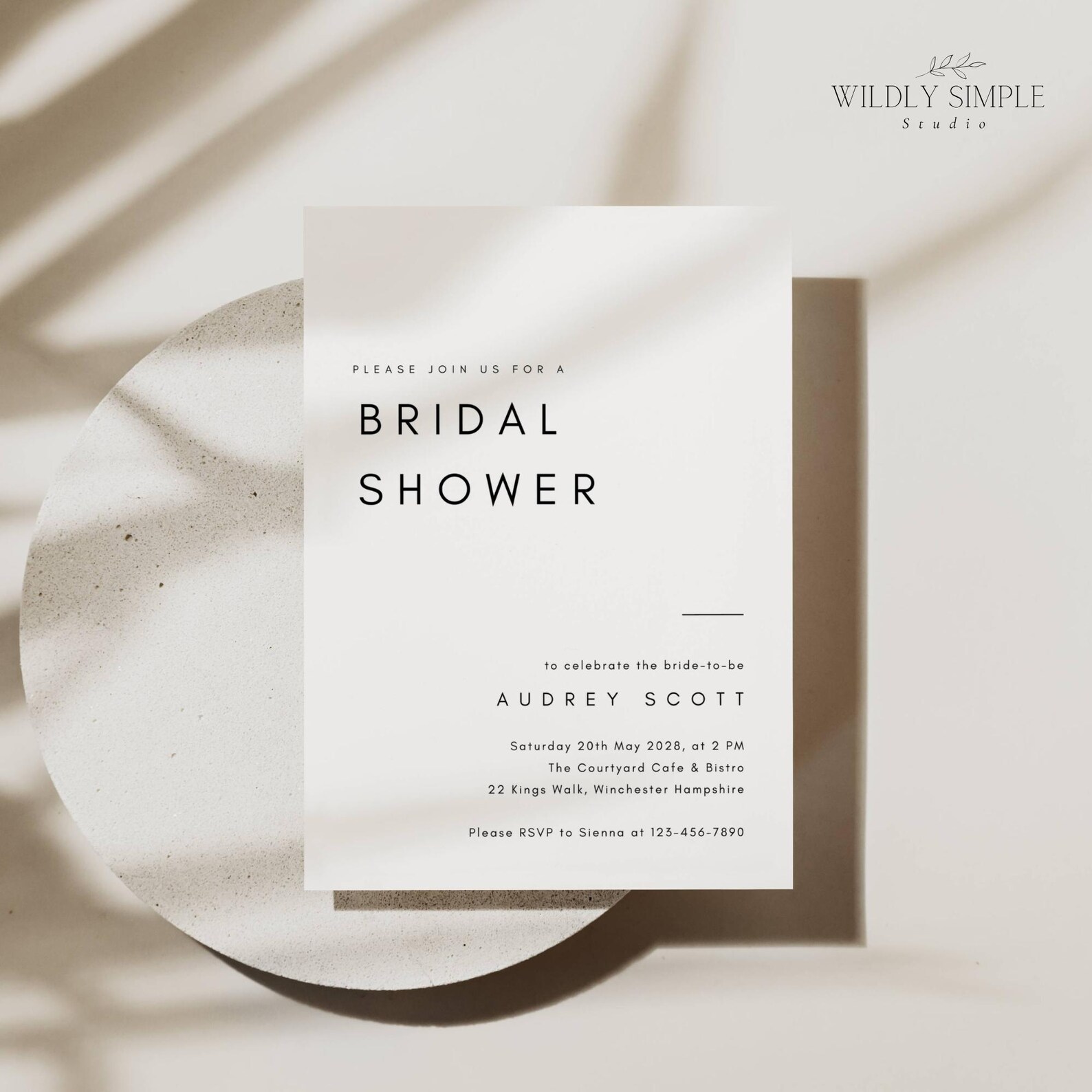 Simple Bridal Shower Invitation Template, Minimal Bachelorette Party ...