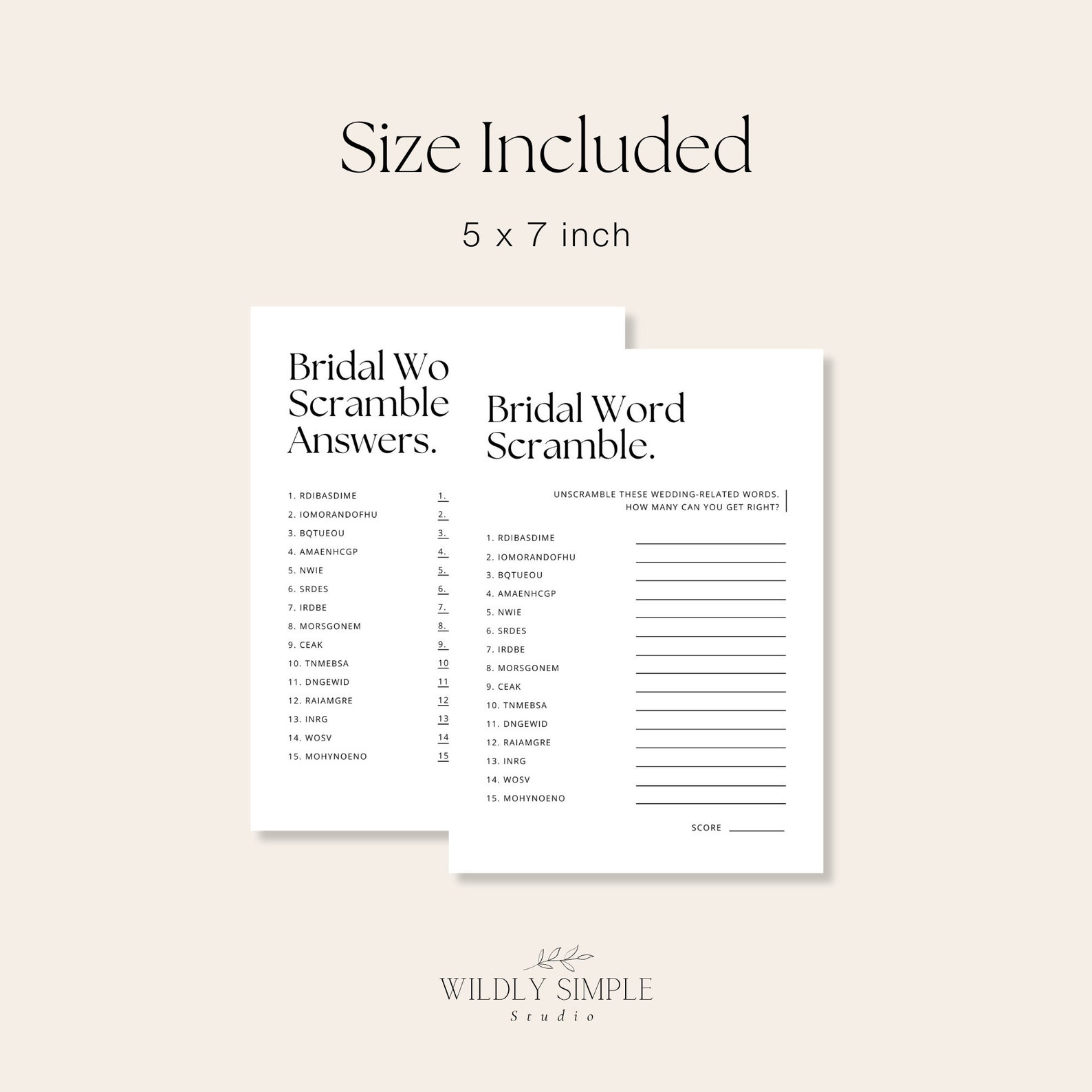 Word Scramble Bridal Shower Game, Printable Bachelorette Party Activity ...