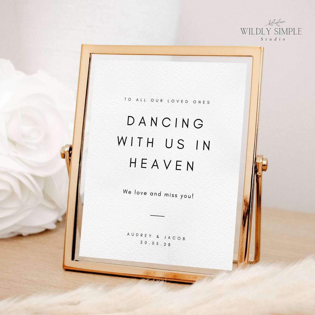 Dancing With Us in Heaven Wedding Sign, Modern Minimal Memorial Table ...
