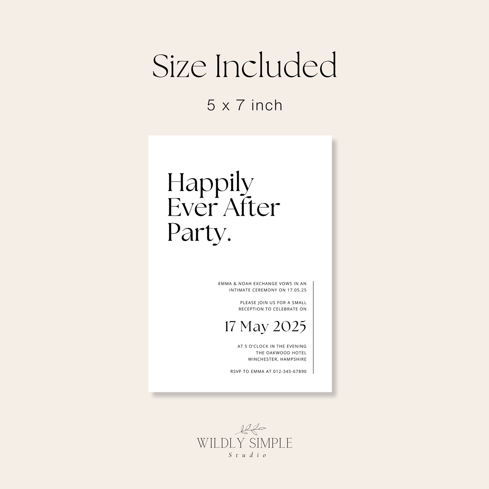 Happily Ever After Wedding Reception Invitation, Modern Minimalist ...