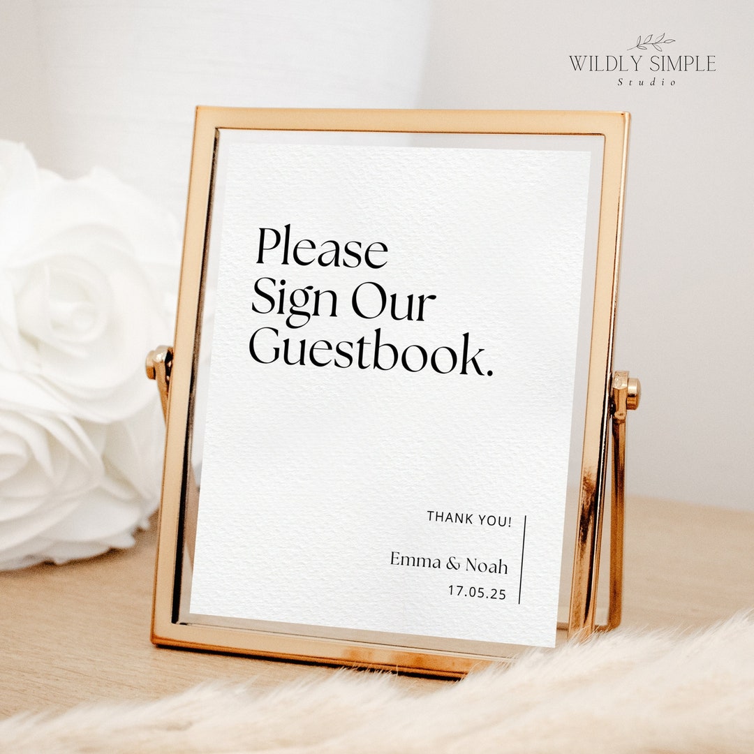 Please Sign Our Guestbook Template, Wedding Table Sign, Modern ...