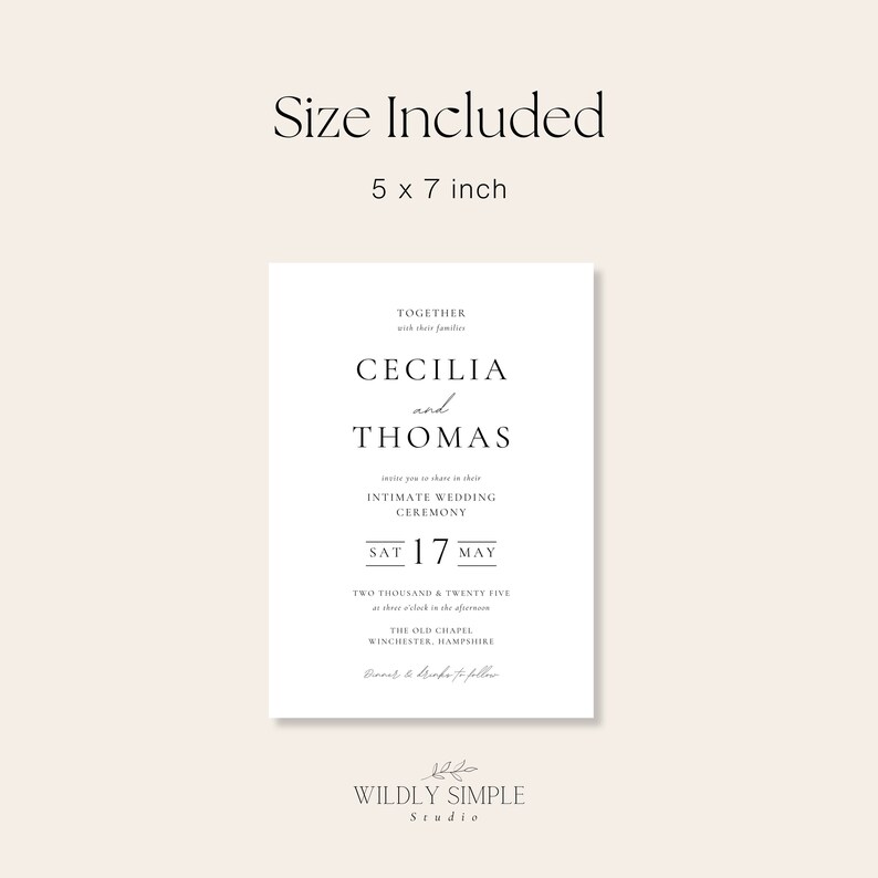Intimate Wedding Ceremony Invitation, Elegant Micro Wedding Invite ...