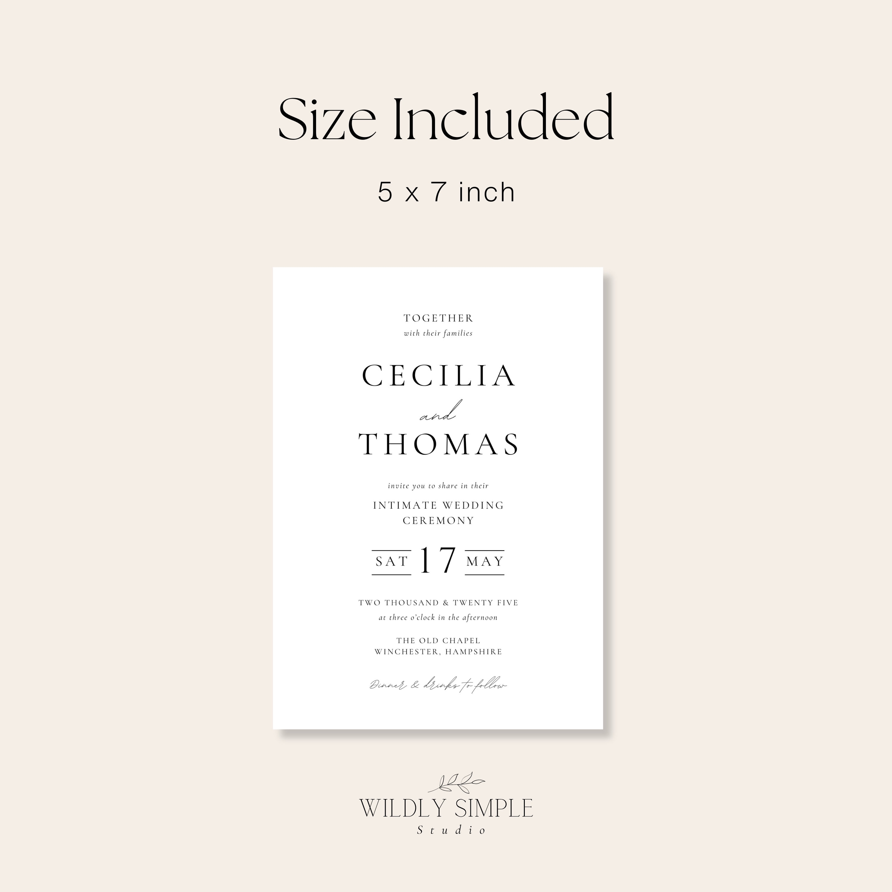 Intimate Wedding Ceremony Invitation, Elegant Micro Wedding Invite ...