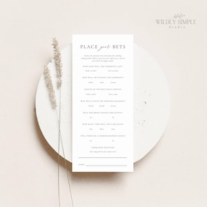 Wedding Place Your Bets, Prop Bets Card, Fun Reception Game, Editable ...