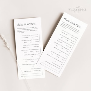 Wedding Place Your Bets, Prop Bets Card, Fun Reception Game, Editable ...