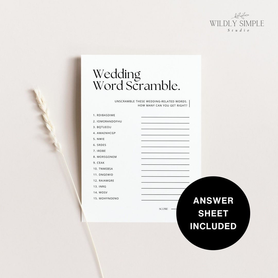 Wedding Word Scramble Editable, Bridal Shower Table Game, Fun Modern ...