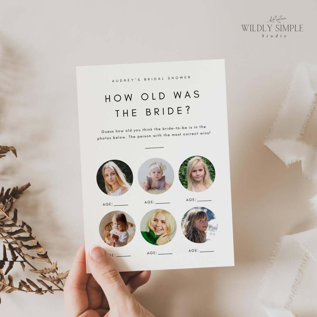 How Old Was the Bride Template, Modern Bridal Shower Game, Printable ...