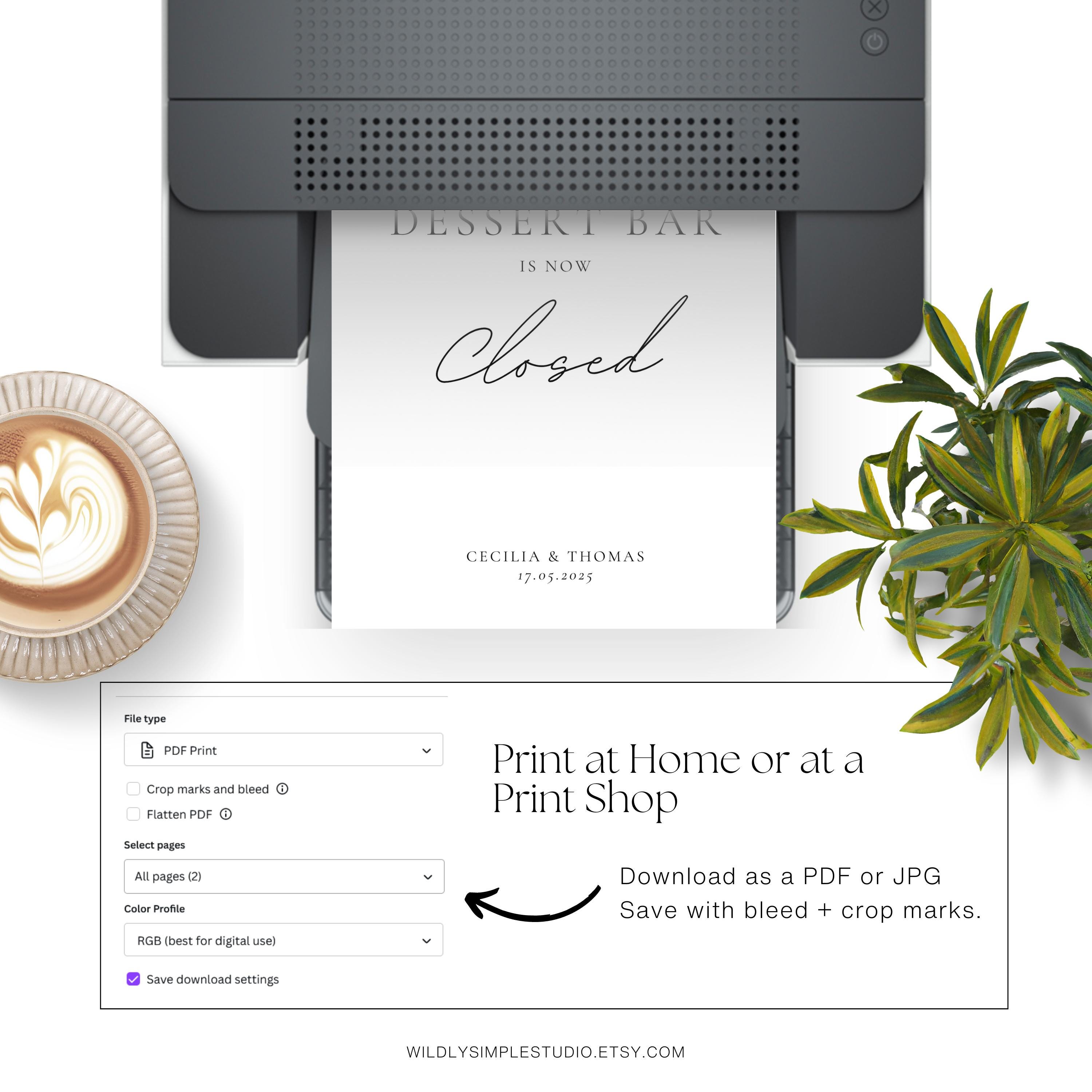 Dessert Bar Closed, Sweet Station Wedding Sign, Elegant Table Reception ...