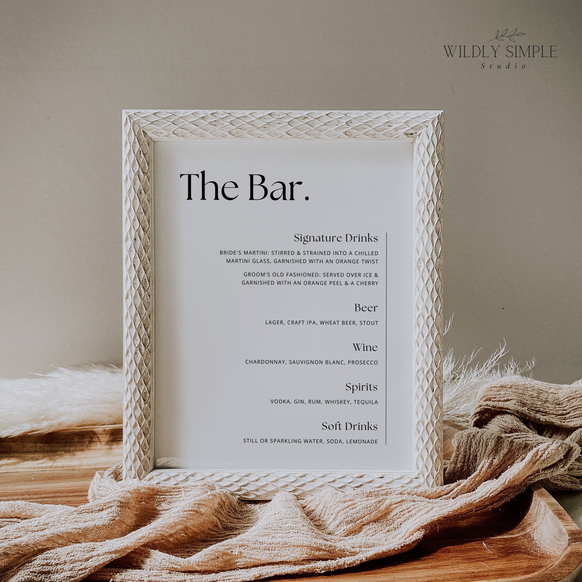 Cash Bar Menu, Wedding Drinks Menu, Beer and Wine, Signature Drinks ...