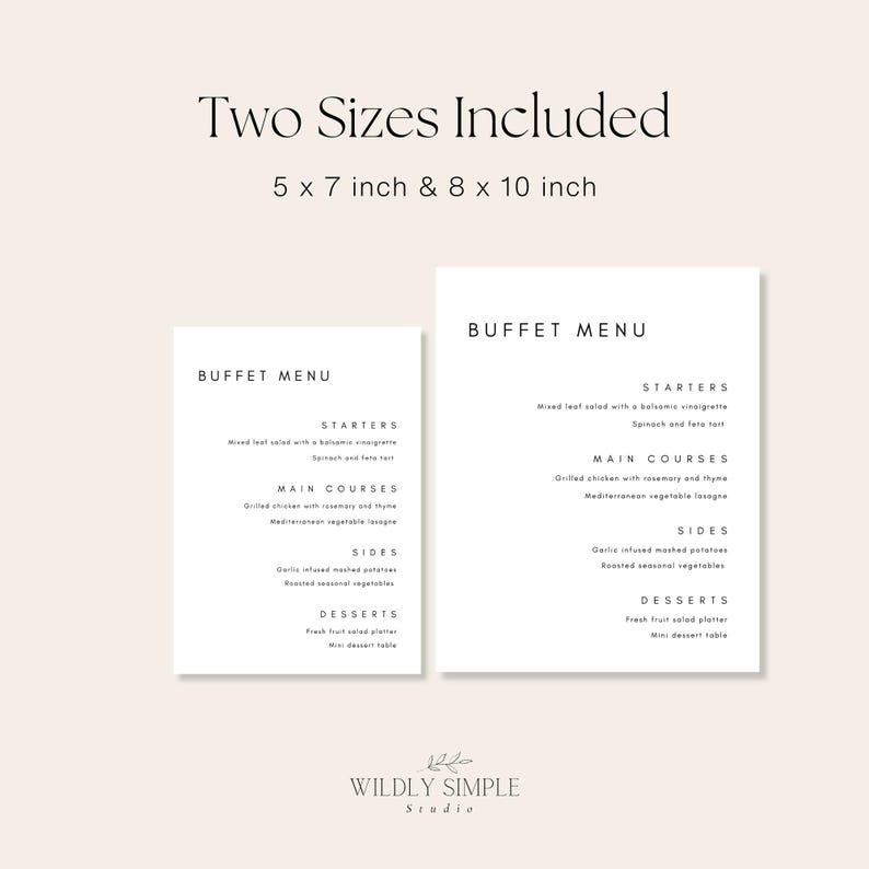 Food Menu Buffet Sign Wedding, Simple Minimal, Reception Dinner Table ...