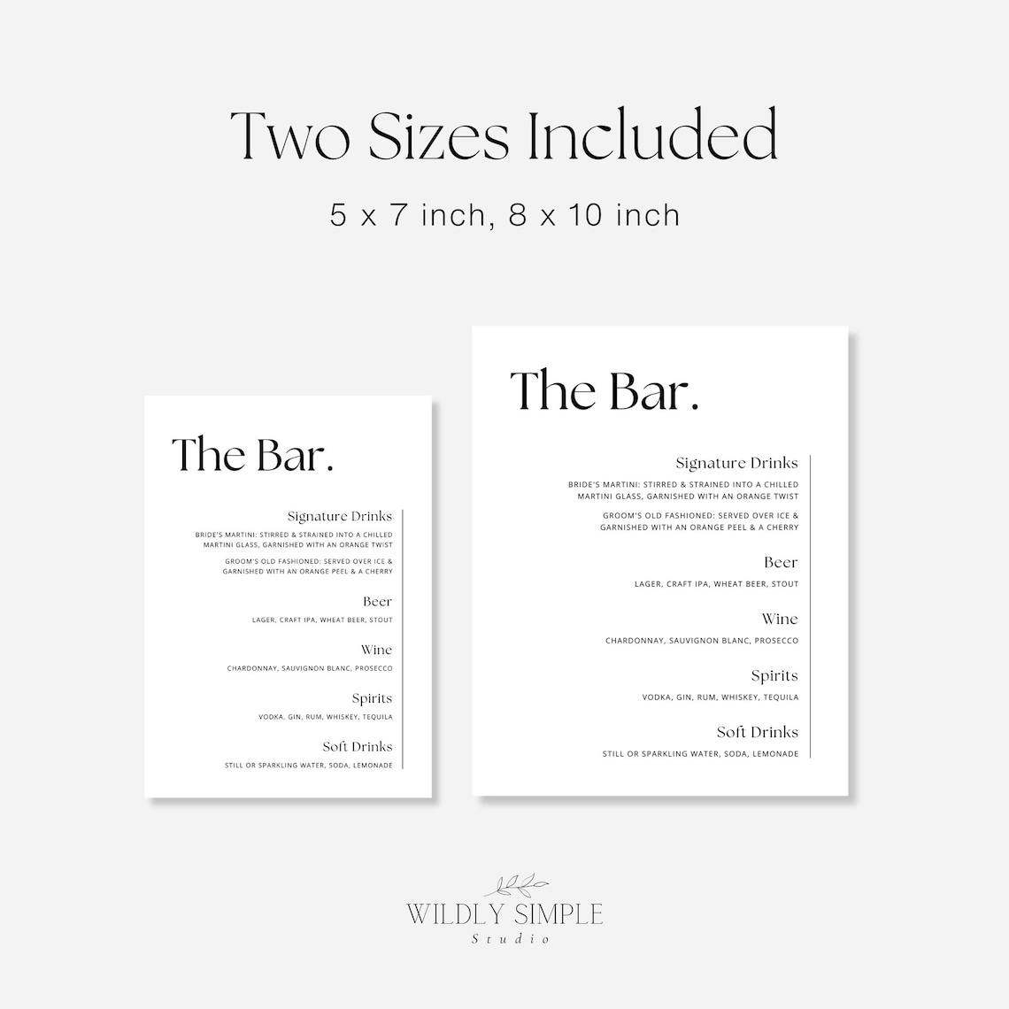 Cash Bar Menu, Wedding Drinks Menu, Beer and Wine, Signature Drinks ...