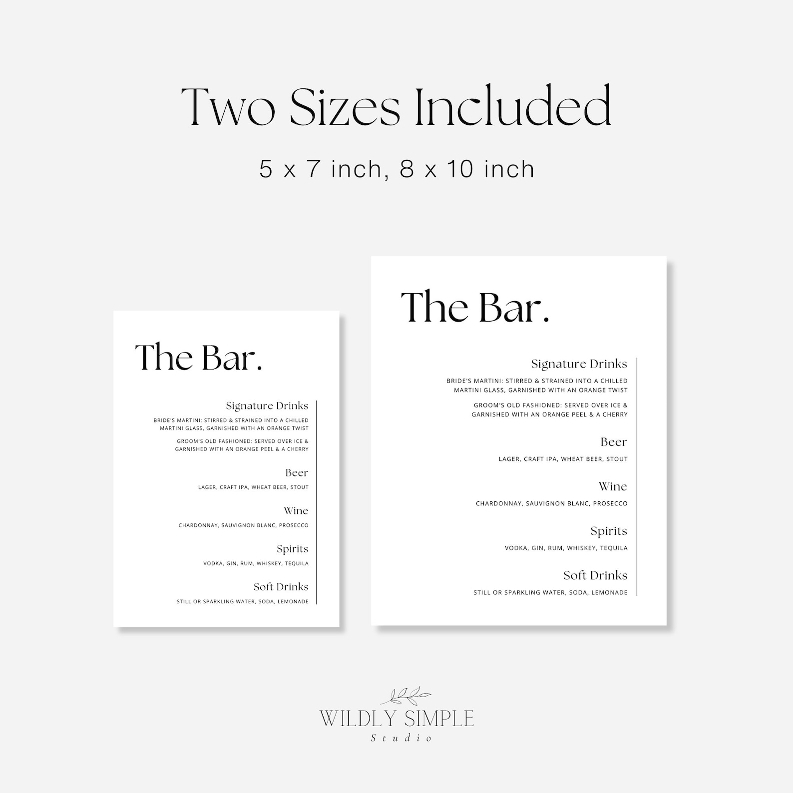 Cash Bar Menu, Wedding Drinks Menu, Beer and Wine, Signature Drinks ...