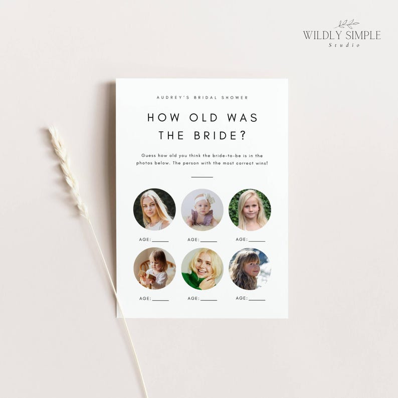 How Old Was the Bride Template, Modern Bridal Shower Game, Printable ...