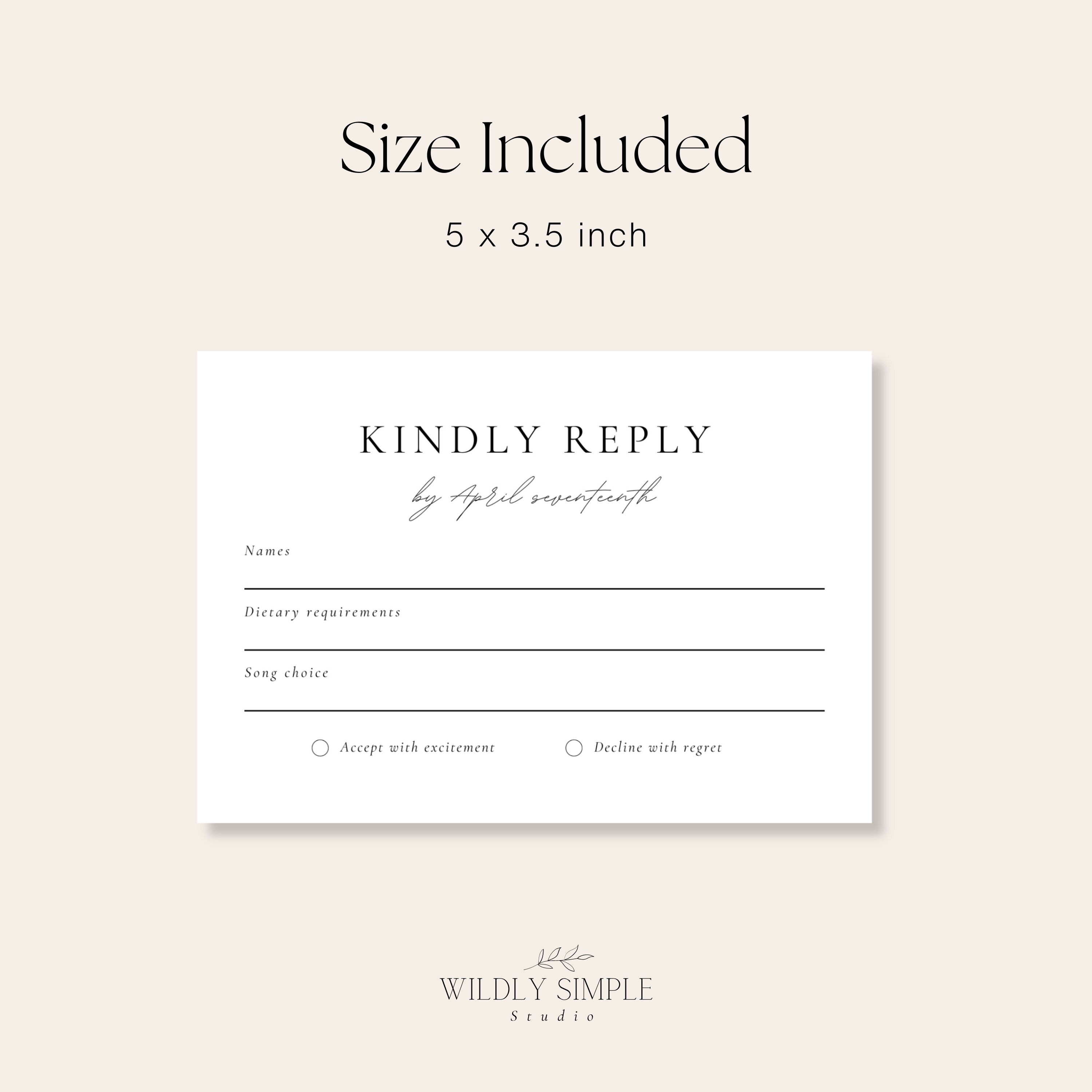 RSVP With Song Request, Elegant Wedding DJ Music Request, Guest Dietary ...