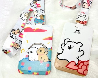 Cute Cartoon Pattern ID Card Holder & Lanyard, Badge Holder, Stylish ID ...