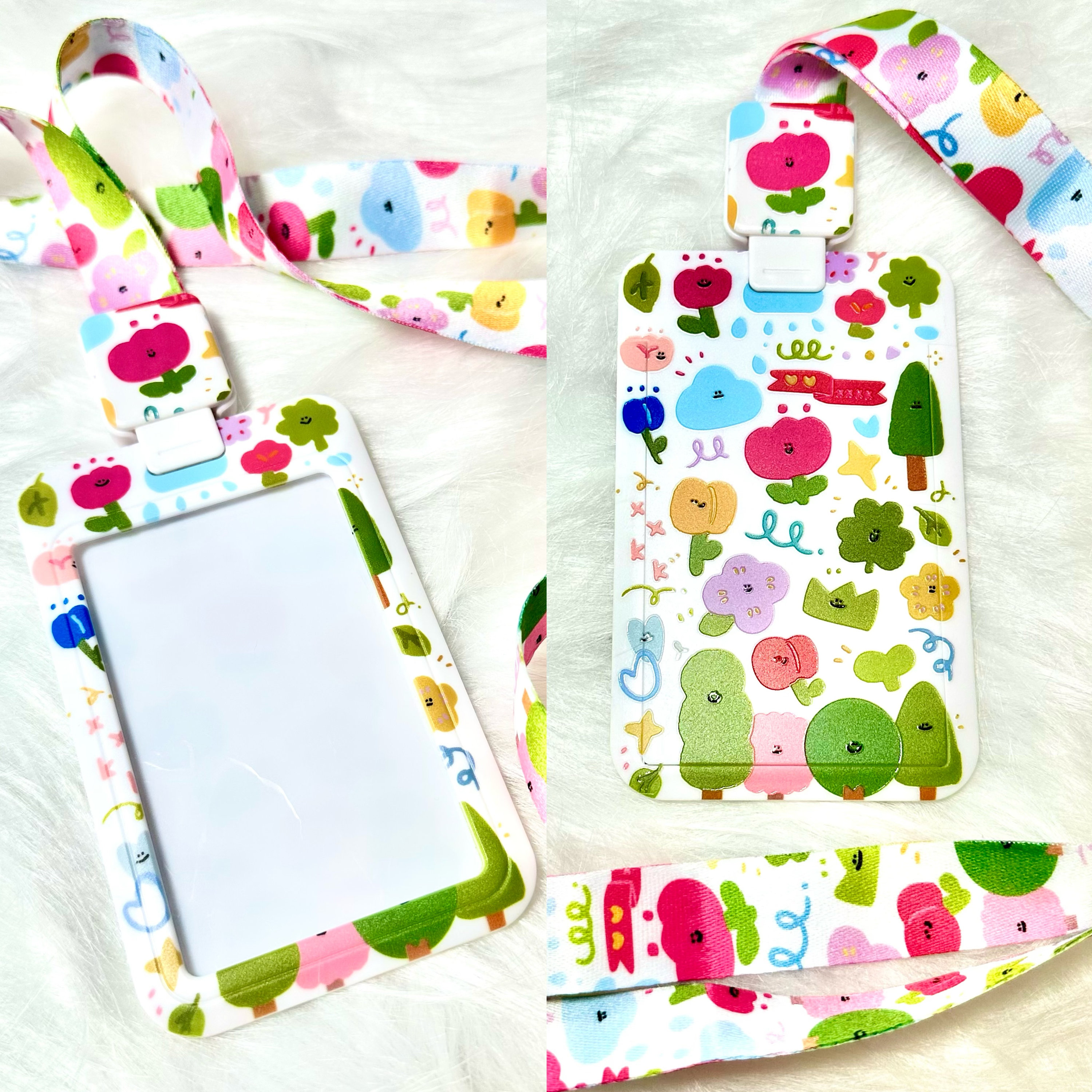 Cute Cartoon Pattern ID Card Holder & Lanyard, Kawaii Badge Holder - Etsy