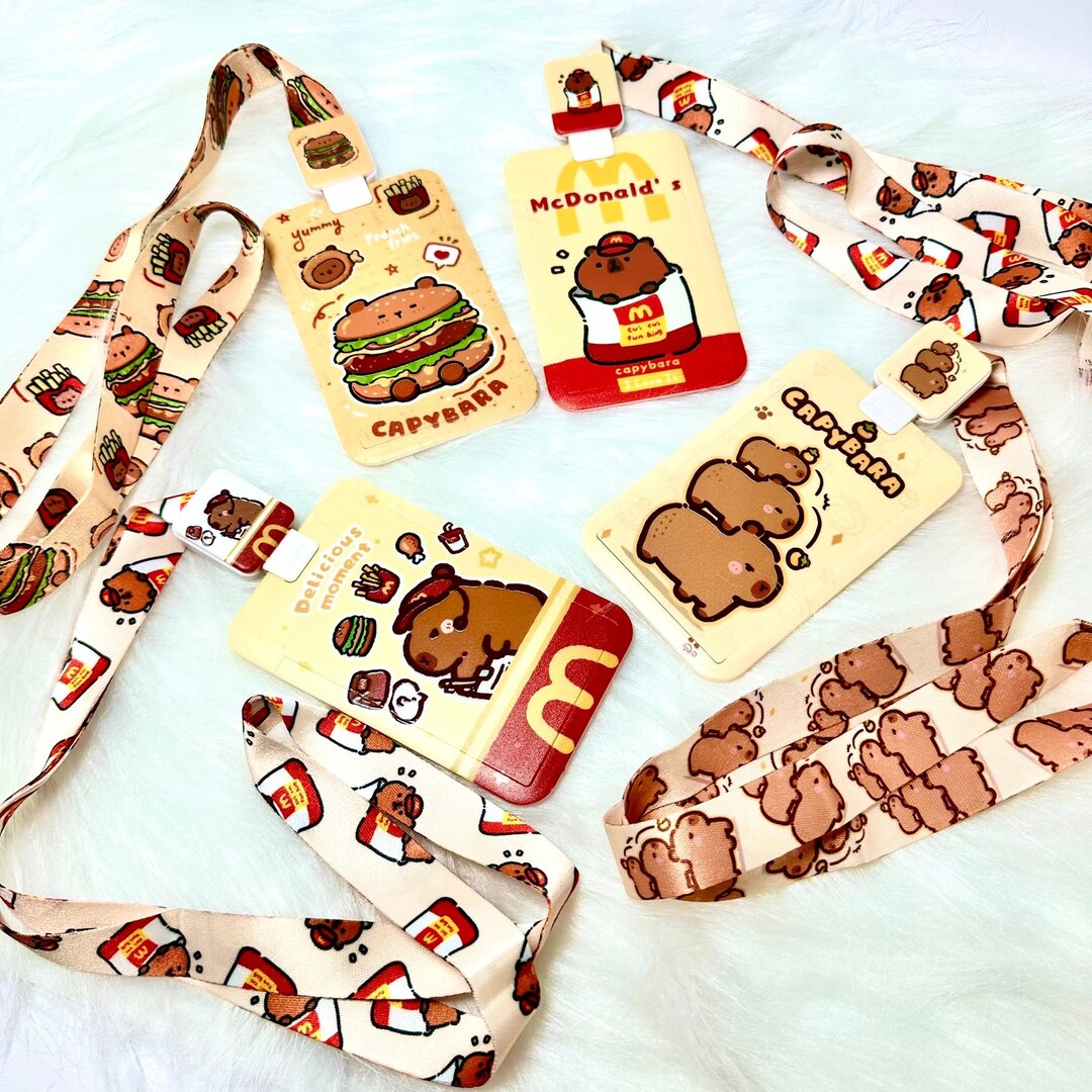 Cute Cartoon Pattern ID Card Holder & Lanyard, Badge Holder, Stylish ID ...