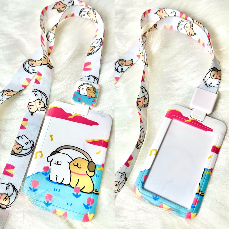 Cute Cartoon Pattern ID Card Holder & Lanyard, Badge Holder, Stylish ID ...