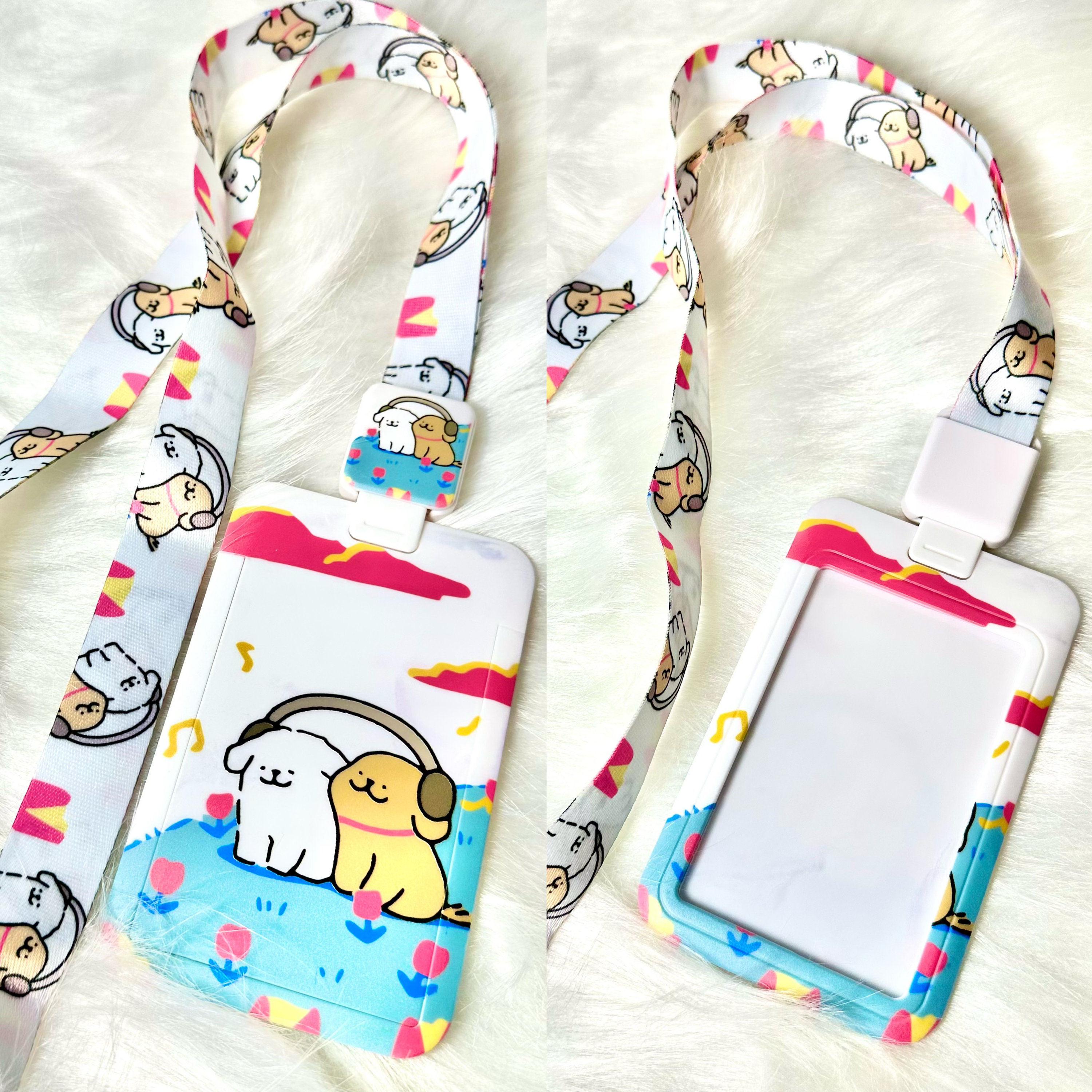 Cute Cartoon Pattern ID Card Holder & Lanyard, Badge Holder, Stylish ID ...