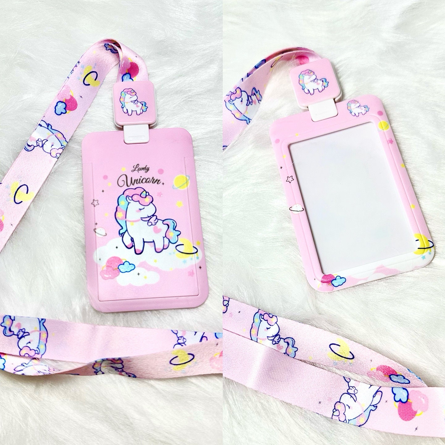 Cute Cartoon Pattern ID Card Holder & Lanyard, Badge Holder, Stylish ID ...
