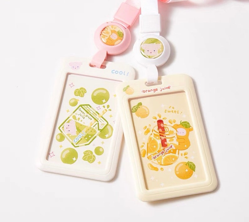 Fruit Pattern ID Card Holder and Badge Lanyard Set, Citrus-themed ID ...