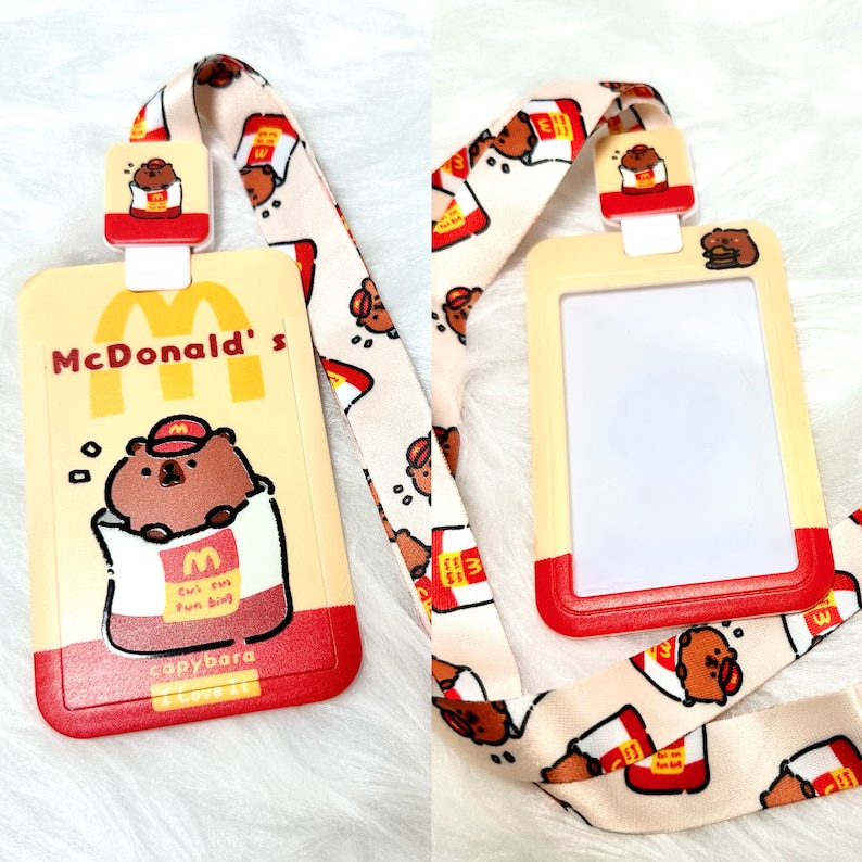 Cute Cartoon Pattern ID Card Holder & Lanyard, Badge Holder, Stylish ID ...