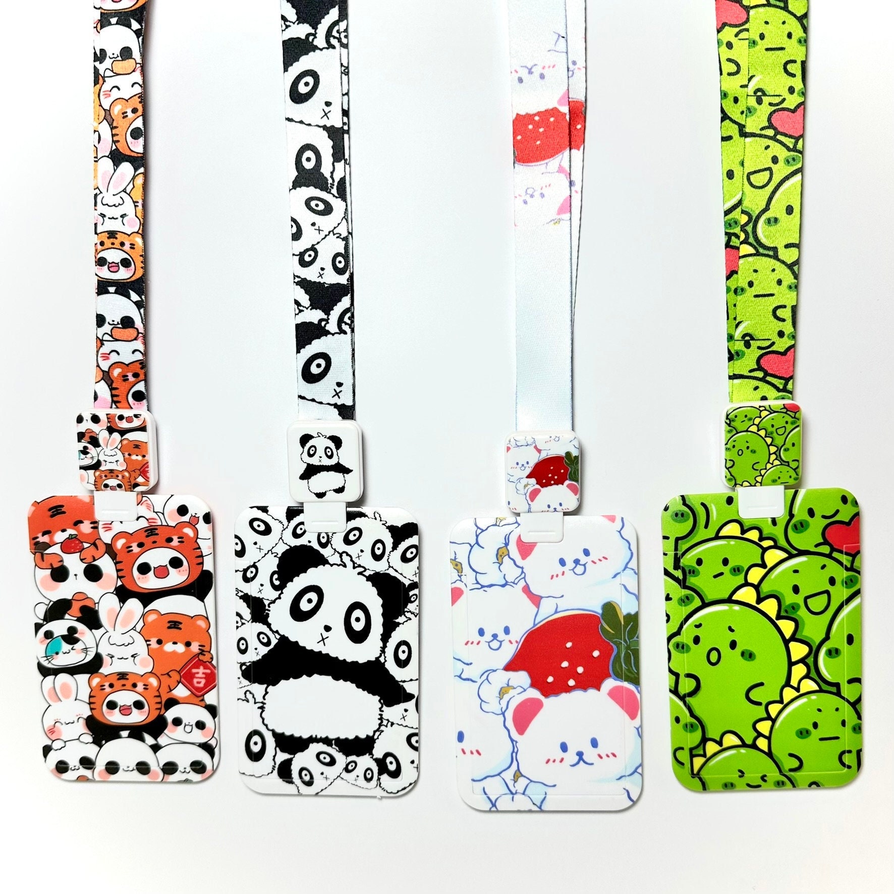 Cute Cartoon Pattern ID Card Holder & Lanyard, Badge Holder, Stylish ID ...