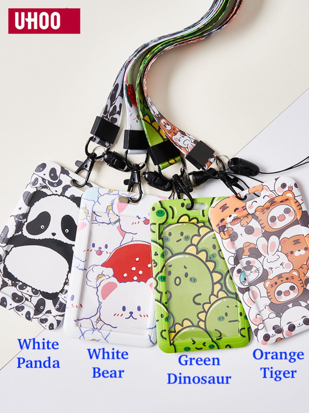 Cute Animal Pattern ID Card Holder and Lanyard Set, Stylish ID Badge ...