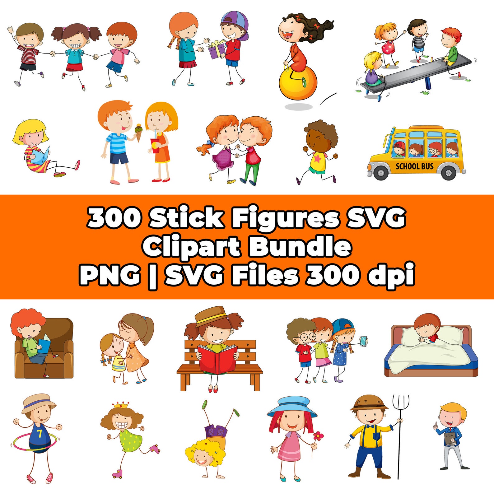 Silhouette, 300 Stick Figures SVG, Stick Children SVG, Stick Boy ...