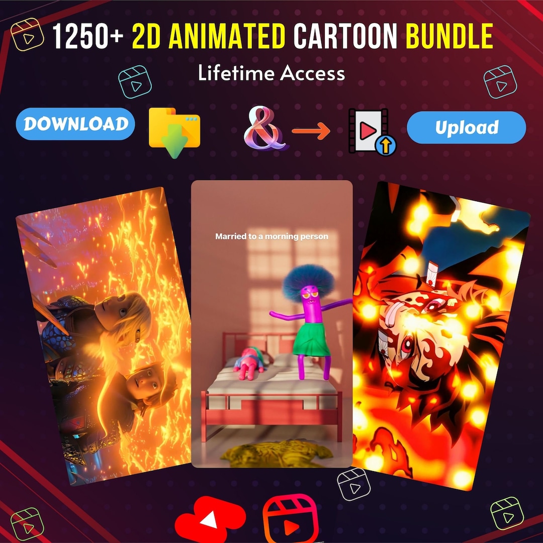 1250 Funny 2D Animation Reels/shorts Bundle Digital Download Viral ...