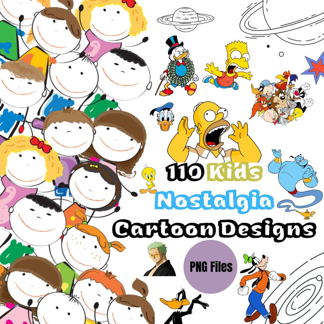 110 Retro Cartoon Designs for T-shirt DTF DTG Screen-printing ...