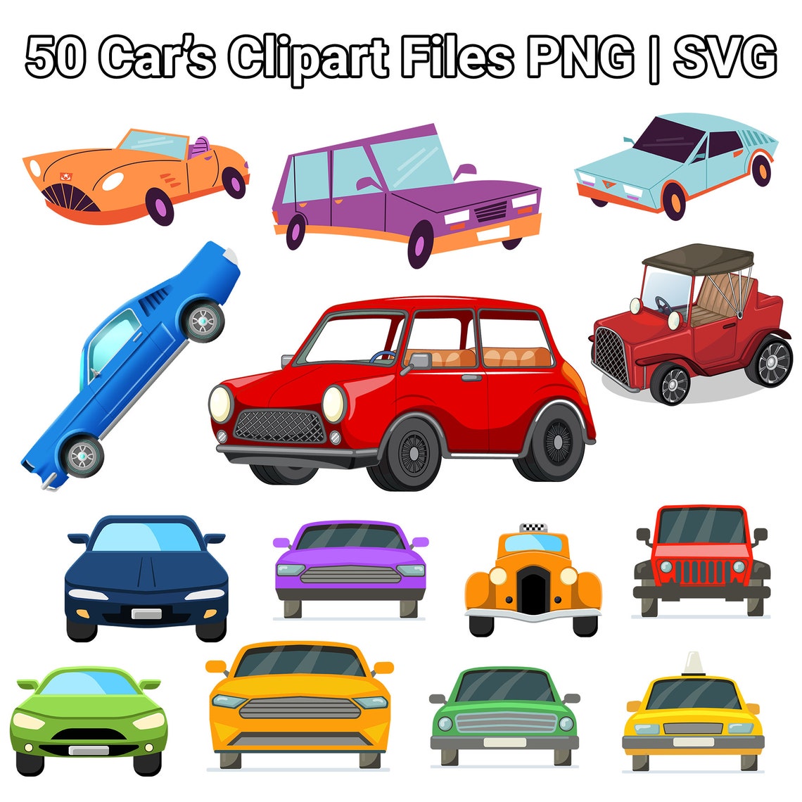 50 Cars Clipart Bundle Sports Cars Clipart Set of Cars - Etsy