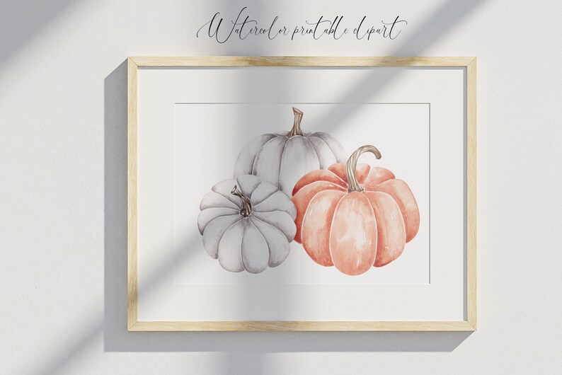 Fall Pumpkins Leaves Printable Clip Art Thanksgiving Watercolor Prints ...