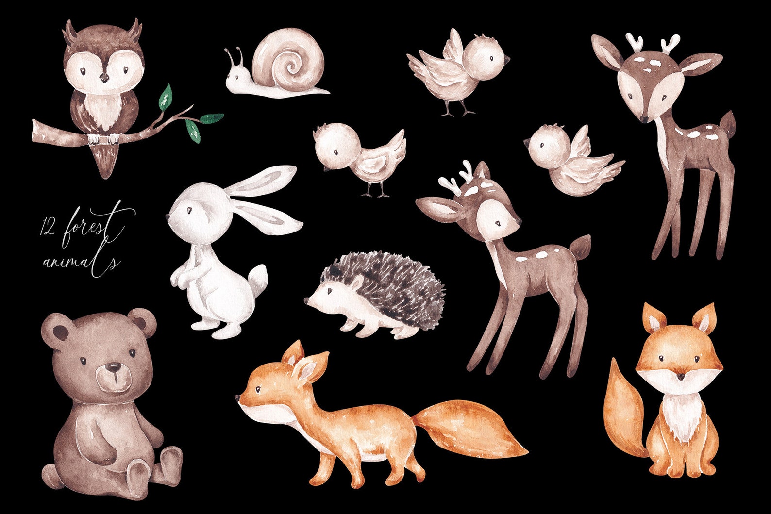 Woodland Animals Printable Clipart Forest Animals Digital Print ...