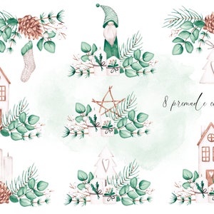 Scandinavian Christmas Printable Clipart Png Watercolor Nordic House ...