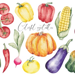 Vegetable Clip Art Healthy Food Organic Products Vegan Digital Print ...