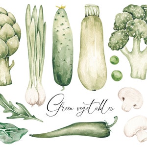 Vegetable Clip Art Healthy Food Organic Products Vegan Digital Print ...