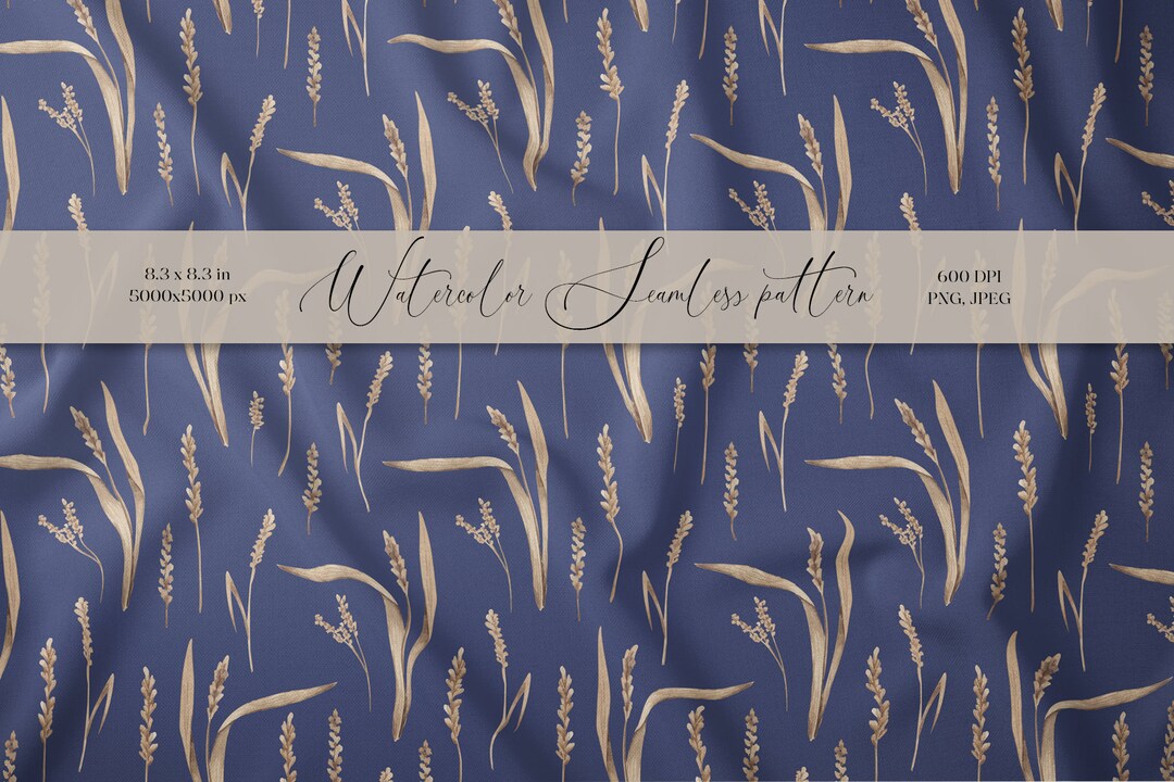 Watercolor Wheat Field Seamless Pattern Png. Individual Repeated Field ...