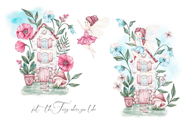 Watercolor Fairy House Png Clipart. Magic Fairy Tale Clip Art. Fantasy ...