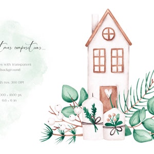 Scandinavian Christmas Printable Clipart Png Watercolor Nordic House ...