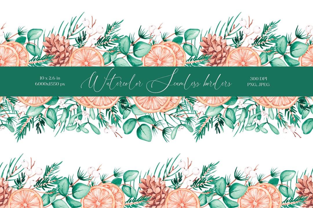 Christmas Seamless Borders Clipart With Winter Nature Plants - Etsy