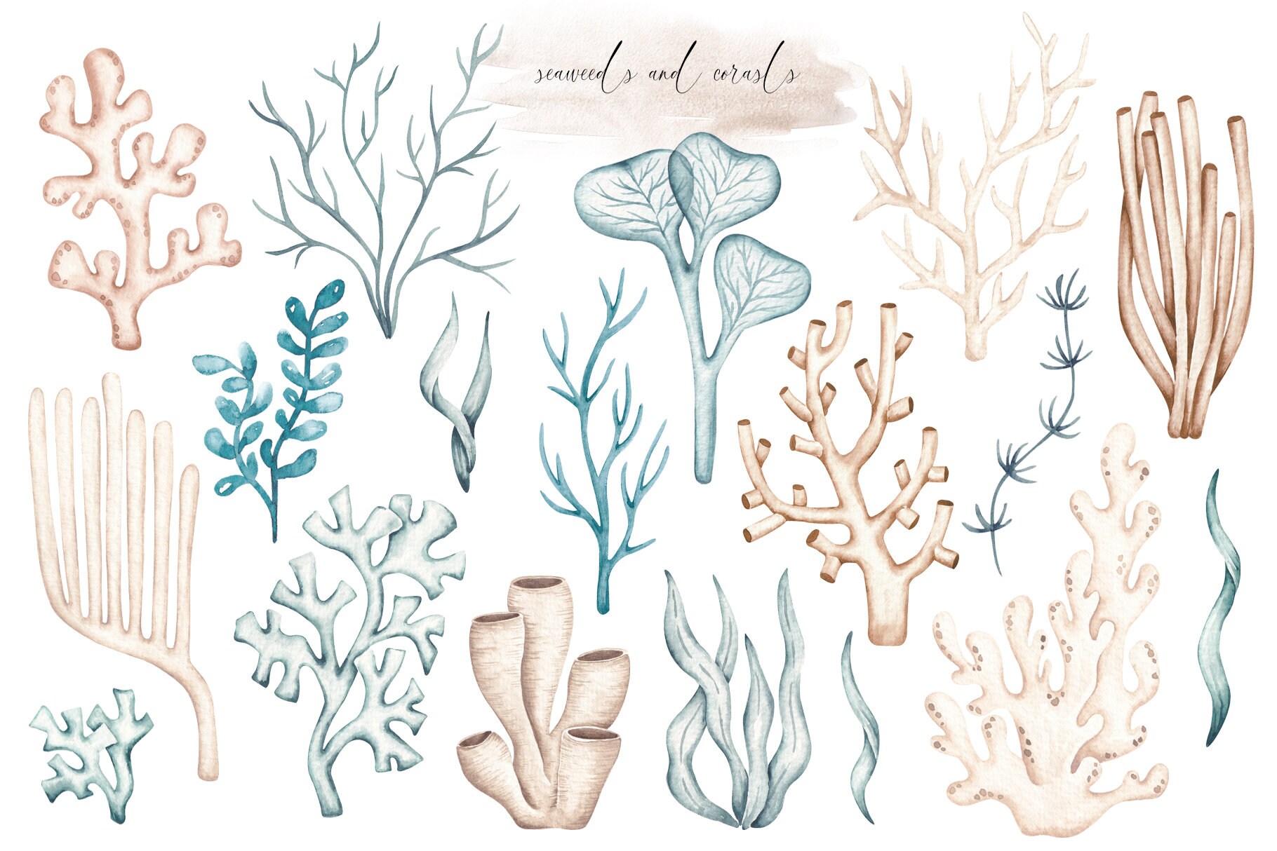 Watercolor Nautical Printable Clipart Ocean Life Marine Digital Print ...