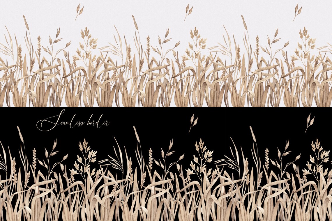 Wheat Field Seamless Border. Summer Field Plants Printable Design ...